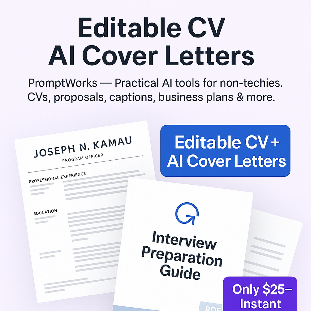 NGO CV & Cover Letter Kit (Editable + AI Prompt)
