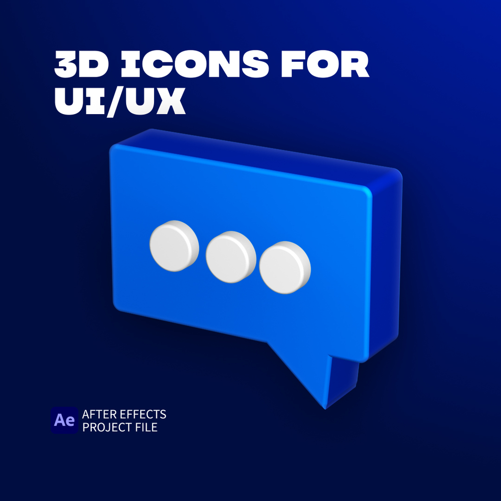 3D Icons For UI/UX . After Effects Project File