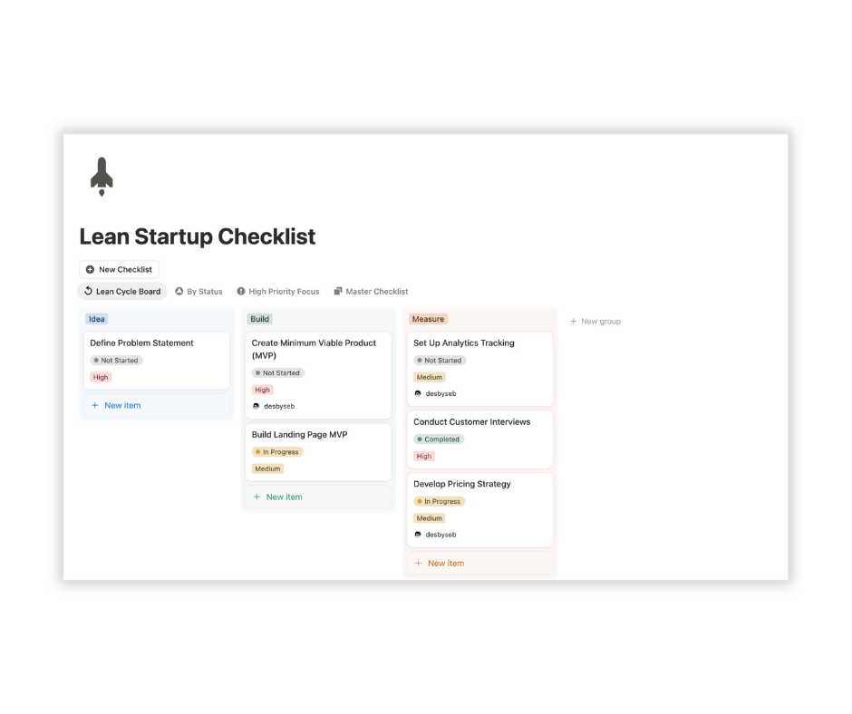 Lean Startup Checklist