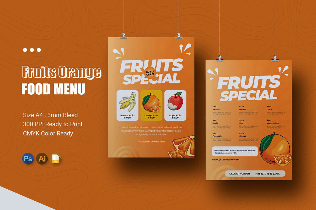 Fruits Orange Menu