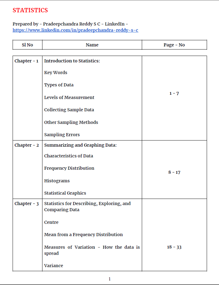Complete Statistics and Probability Notes
