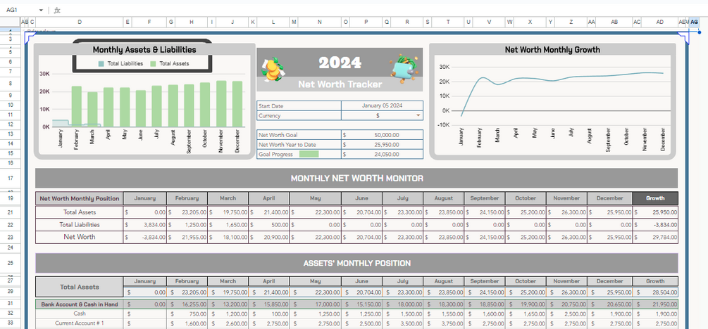 Net Worth Tracker Sheet