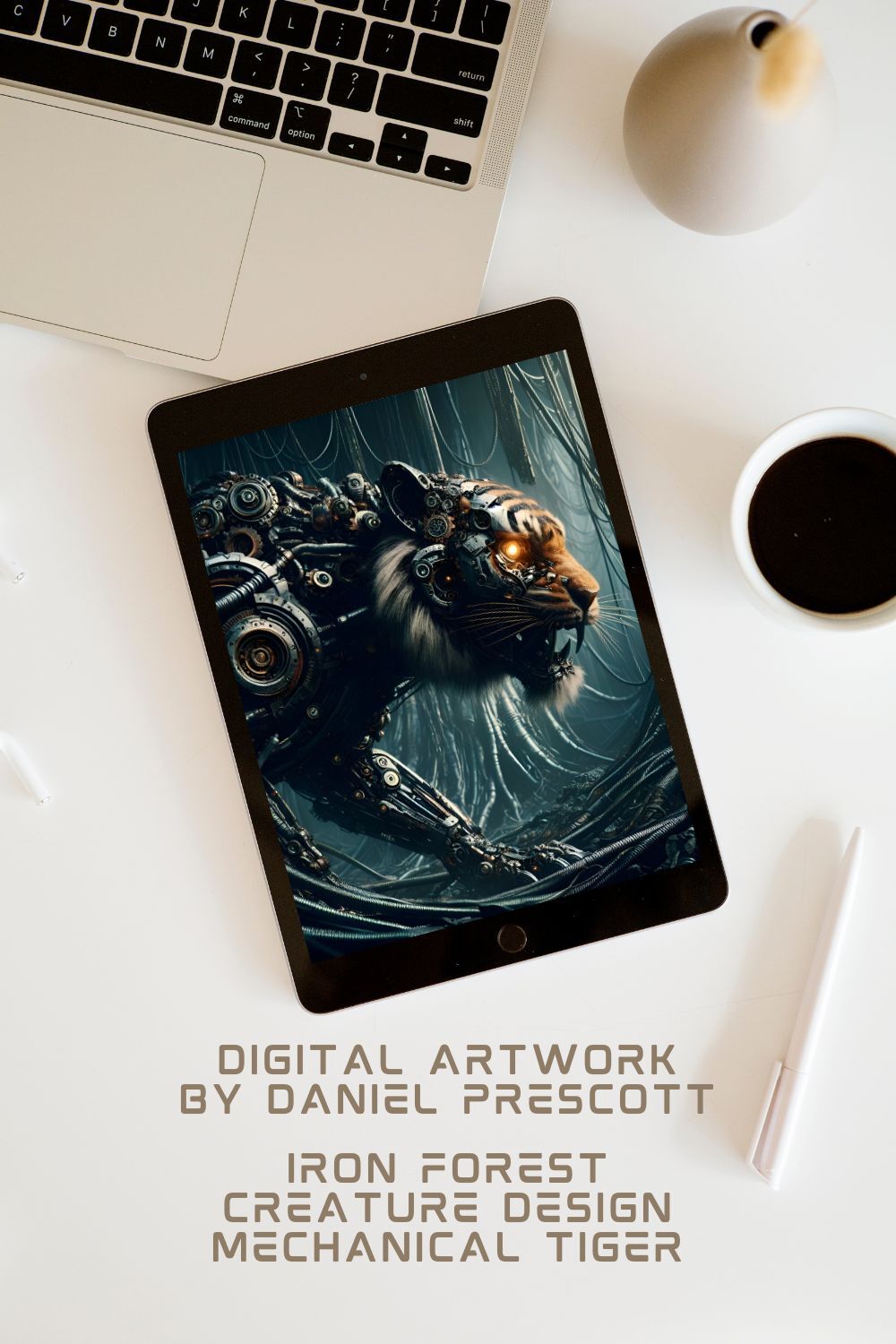 Dystopian Digital Art Print | Mechanical Tiger | 4K | 300dpi | Visually ...