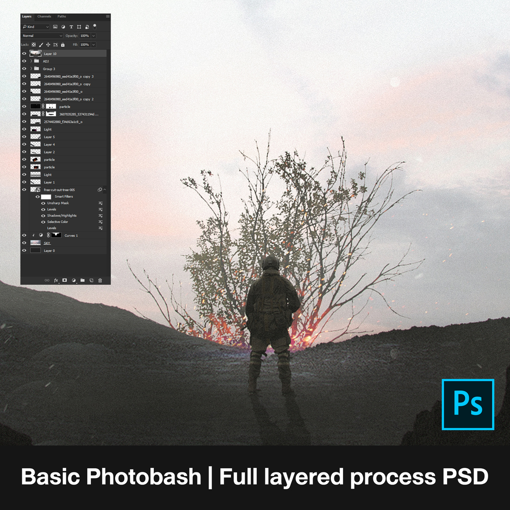 BASIC PHOTOBASH | Full layered process PSD