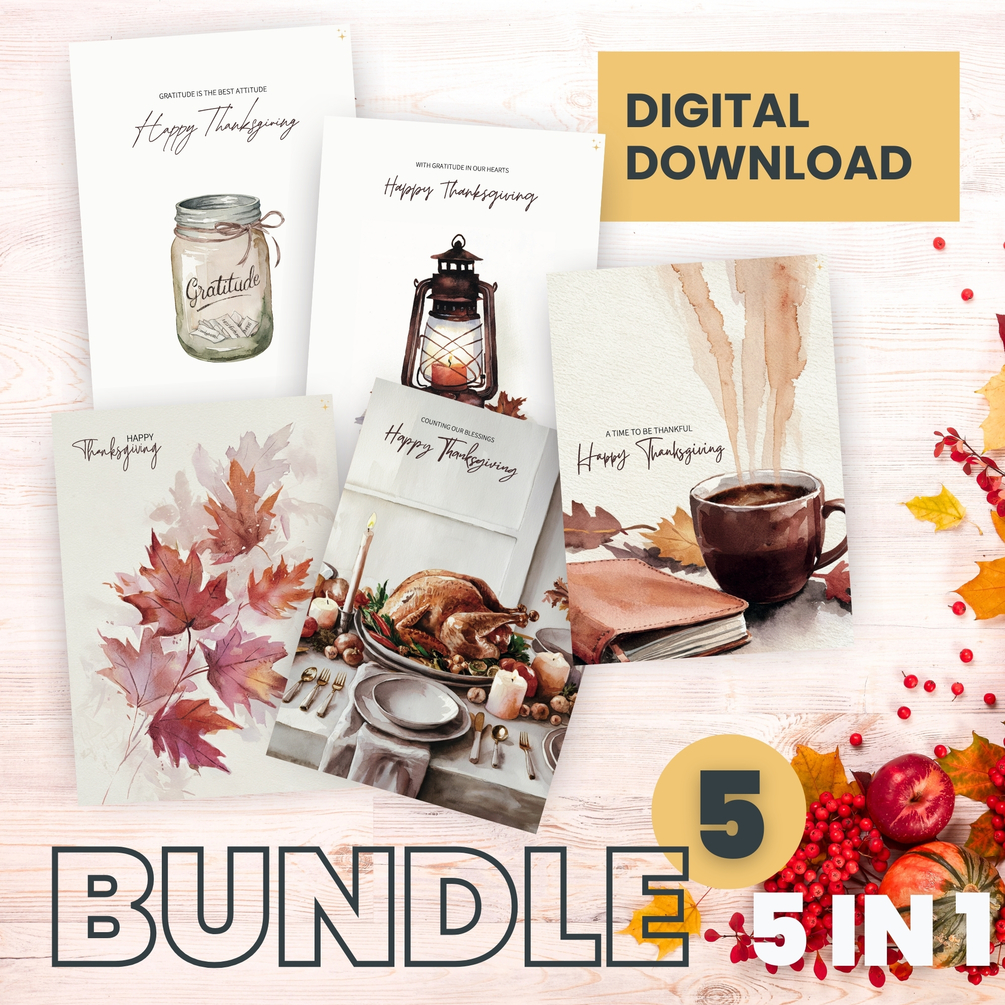 Gratitude Thanksgiving Cards Set 5