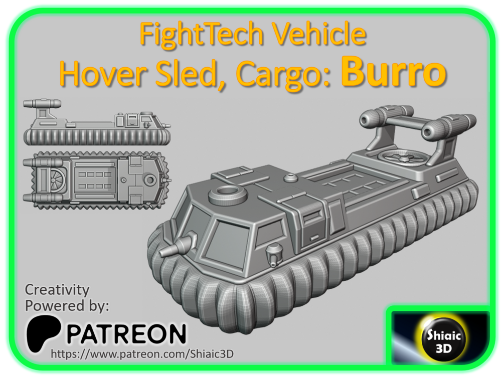 6mm Vehicle - Burro, Cargo Hover Sled