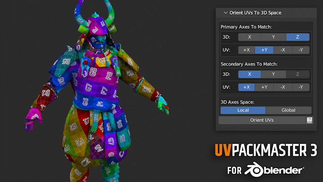 UVPackmaster 3 new feature: Orient UVs To The 3D Space! - glukoz (3Coords)
