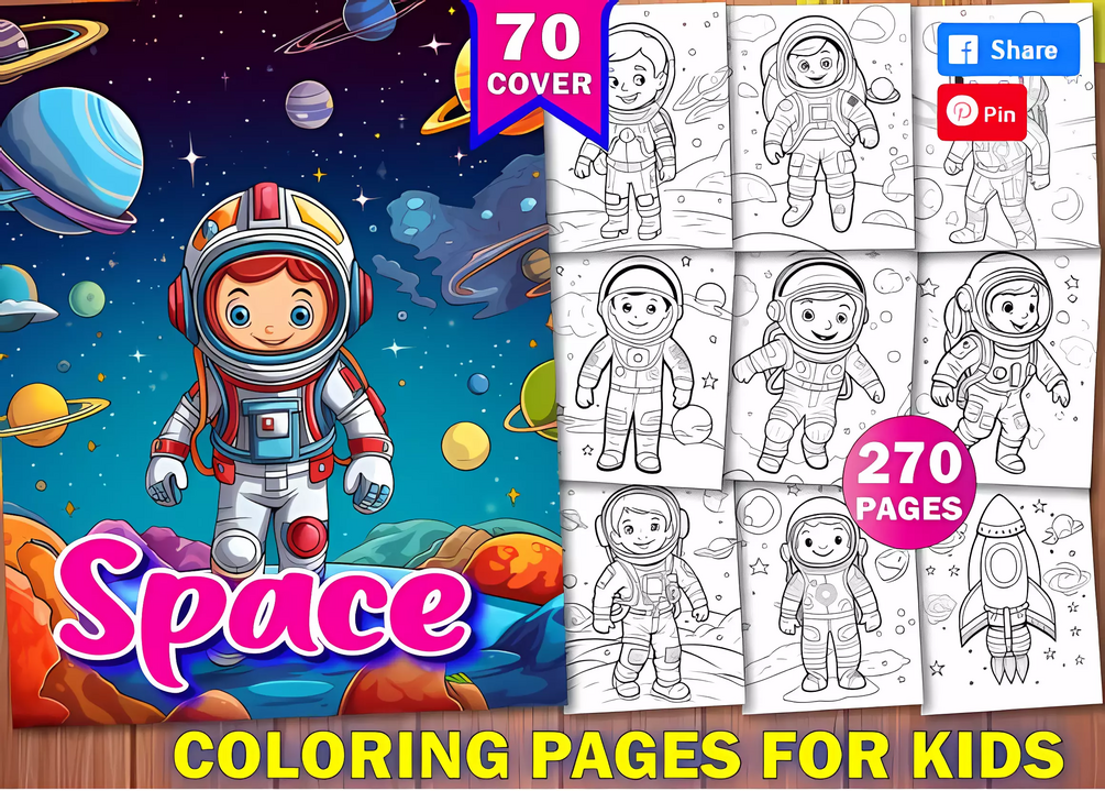 Space Coloring Pages for Kids - KDP