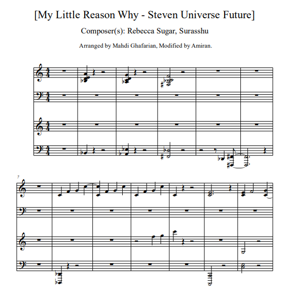 My Little Reason Why - Steven Universe Future (Sheet Music)