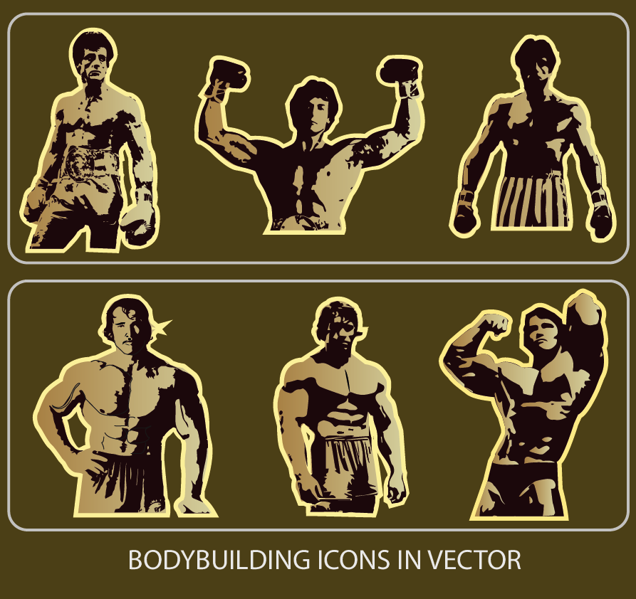 6 high quality body building icons in vector