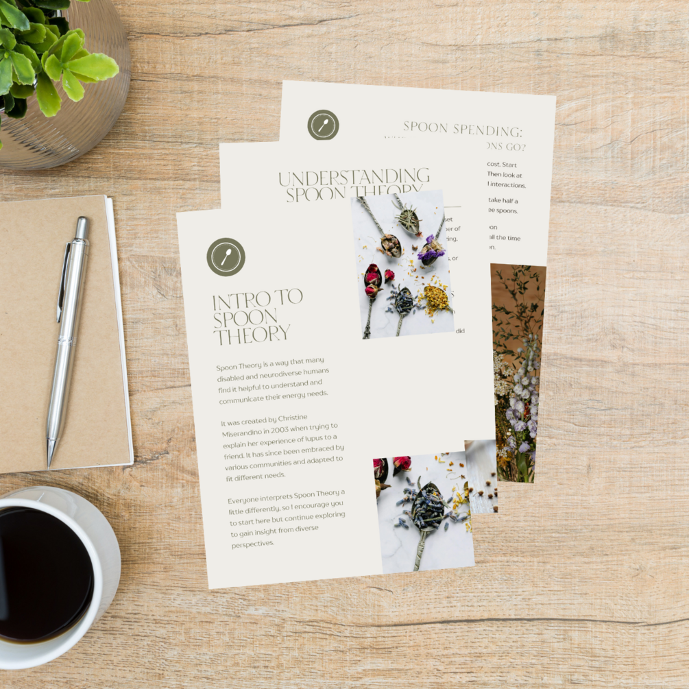 Spoon Theory Printable with Four Worksheets | Learn what it means to ...