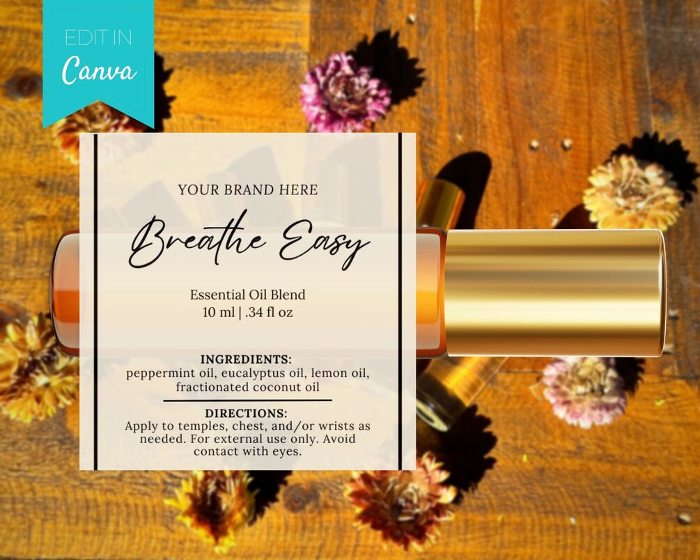 Minimalistic Essential Oil Labels for Handmade Items | Editable ...