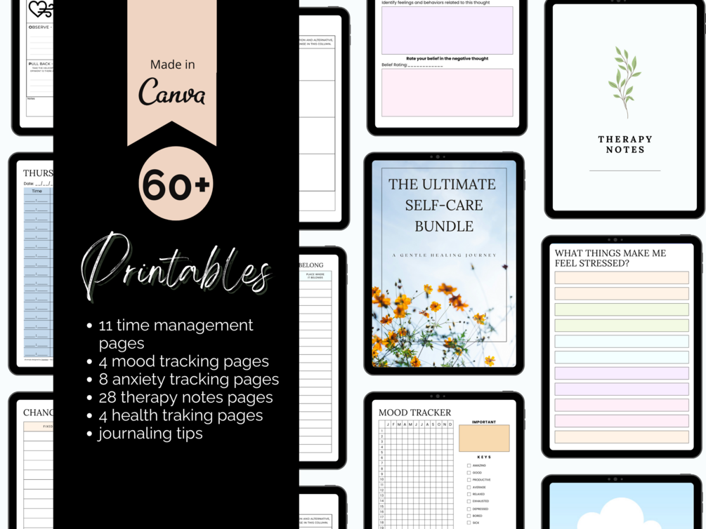 Ultimate Self-Care Bundle: 60+ Printable Templates for Mental Health ...