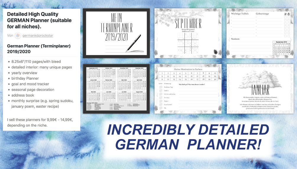 Detailed High Quality GERMAN Planner (suitable for all niches).