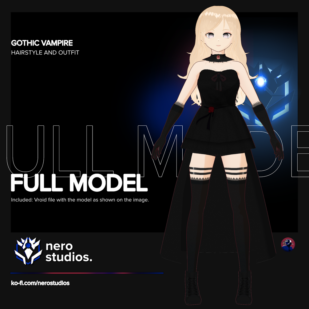 Vampire gothic blonde full Vroid file model textures and hairstyle