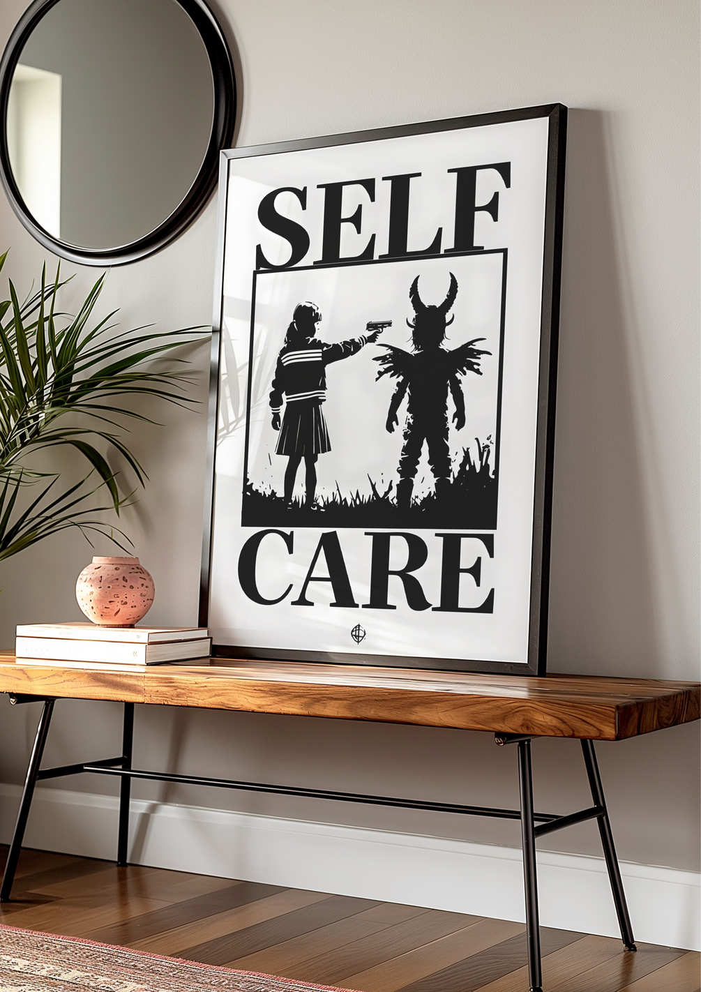 Self Care Digital Art Print – Girl Aiming Gun at Demon | Dark Aesthetic ...