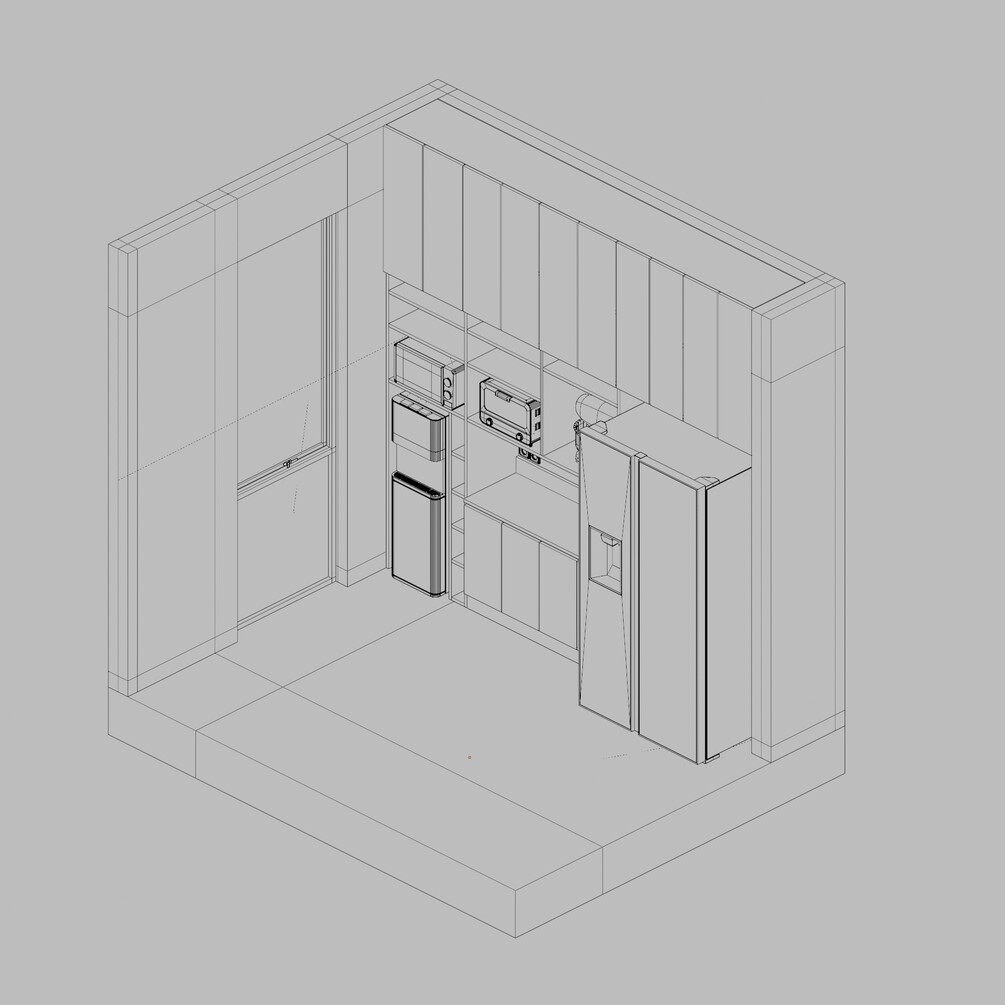 Isometric Pantry Interior 3D Render Illustration