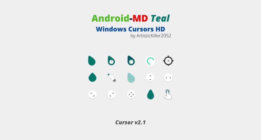 Android Material Design v2.1 Teal Cursor HD Windows 11/10/7