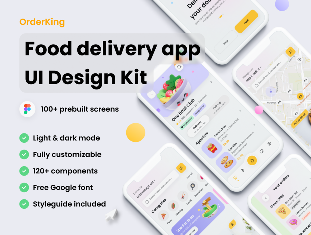 UI Kit: OrderKing - Food delivery app