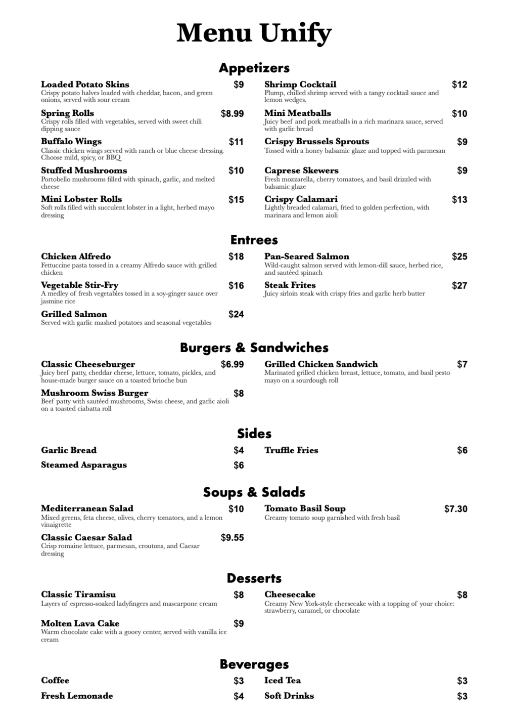 Menunify Annual Membership - Upload your dish details and create menus ...