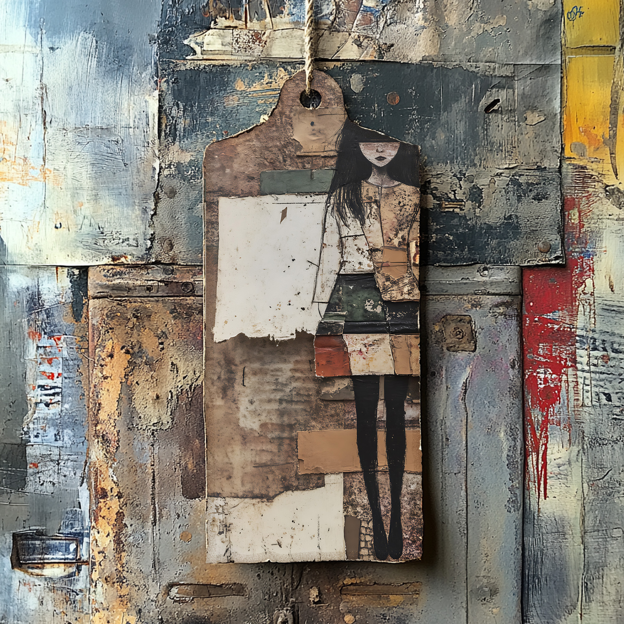 18 pc Tactile Young Woman Portrait Rustic Collage Printable Junk ...