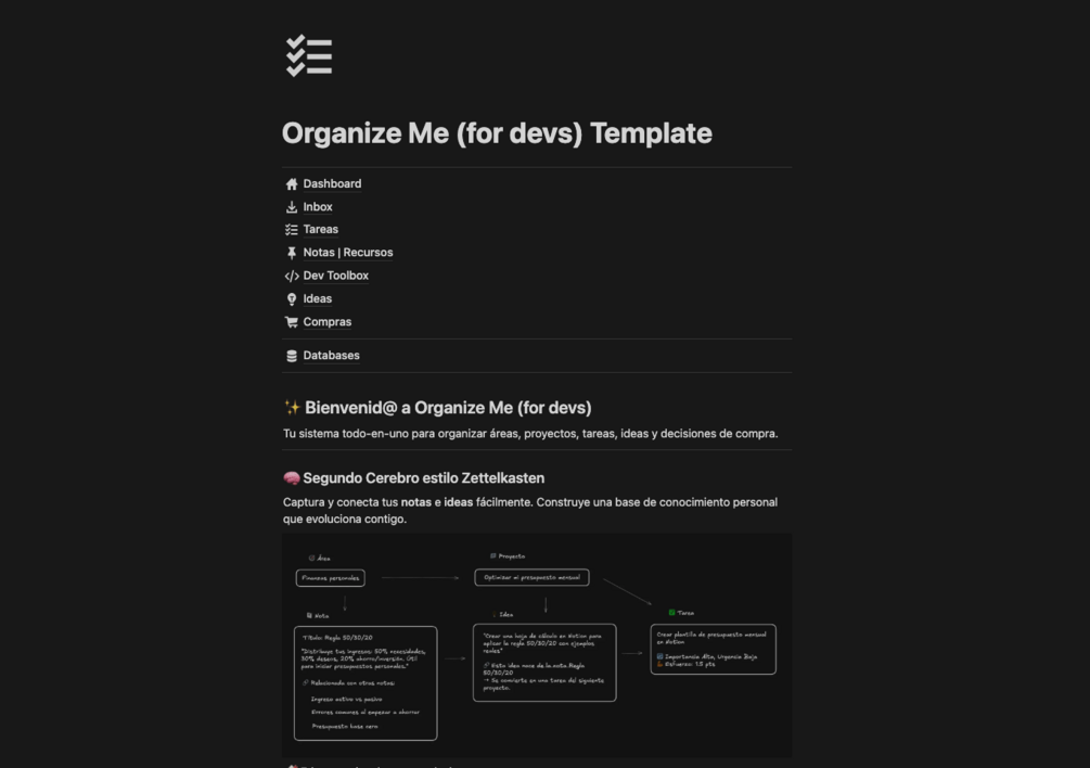 Organize Me (for devs) Template