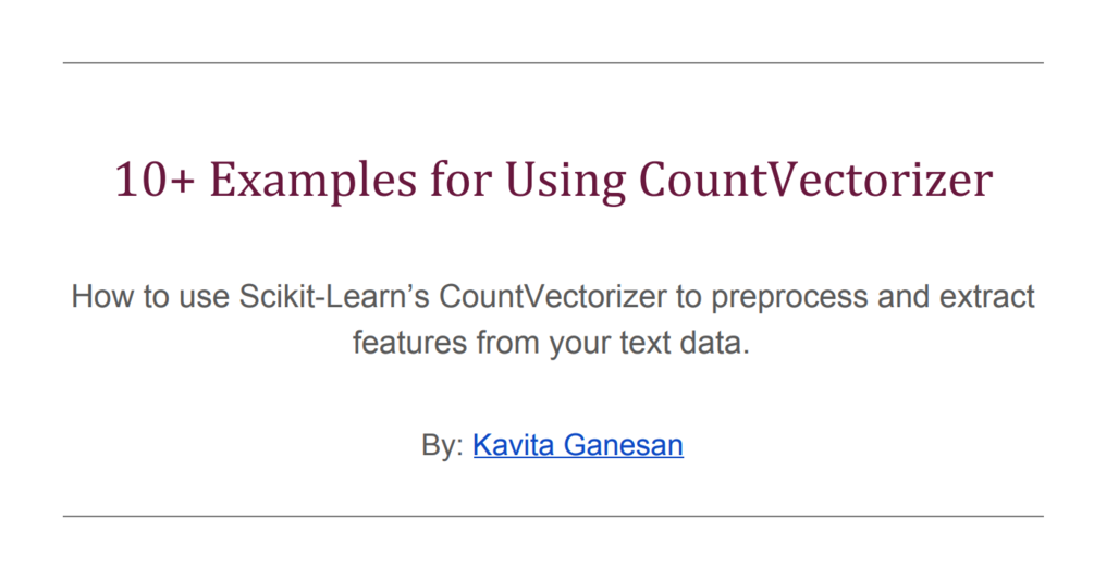 CountVectorizer Examples - Source Code & PDF