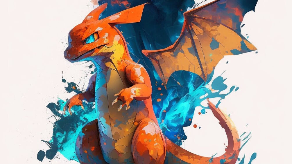 Charizard Pokemon in watercolors