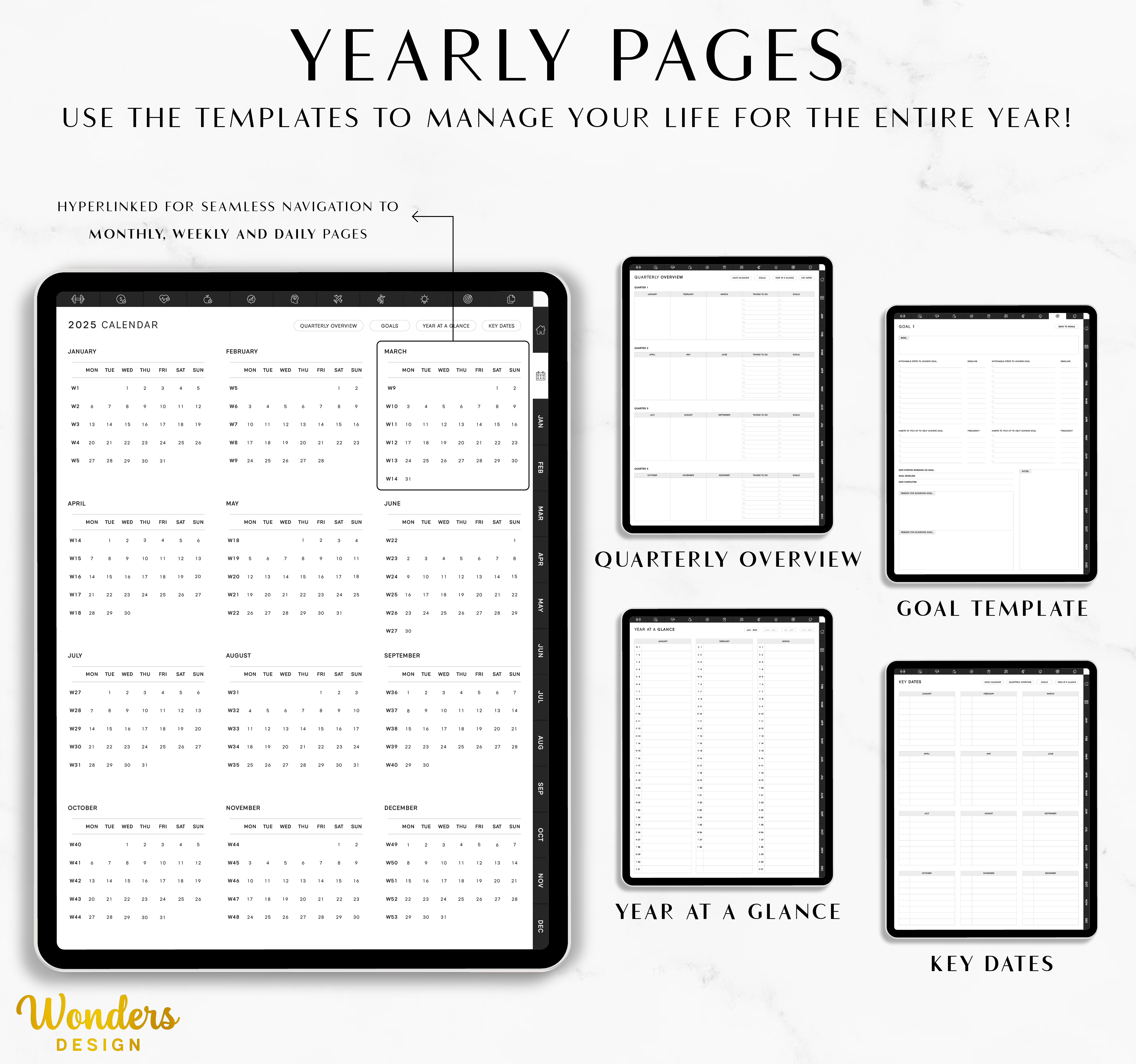Digital Planner 2025, Digital Journal, Template