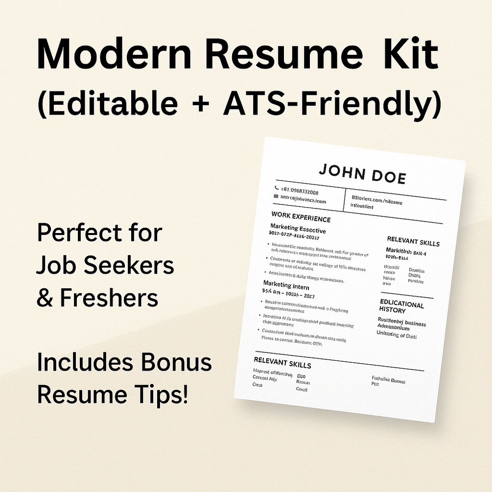 Modern Resume Kit – Editable + ATS-Friendly