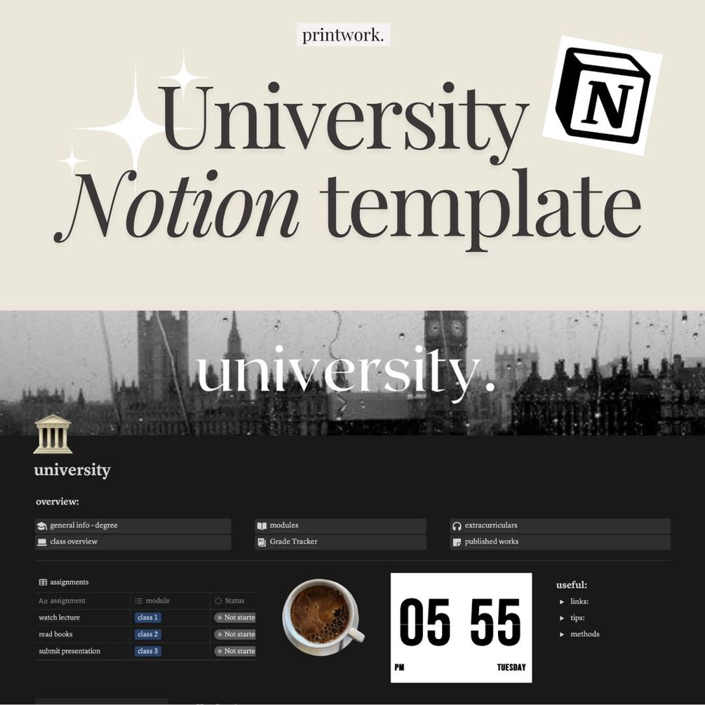 Academic University Notion Template | Aesthetic All-in-One Study Planner | 2025 Academic Weapon ...