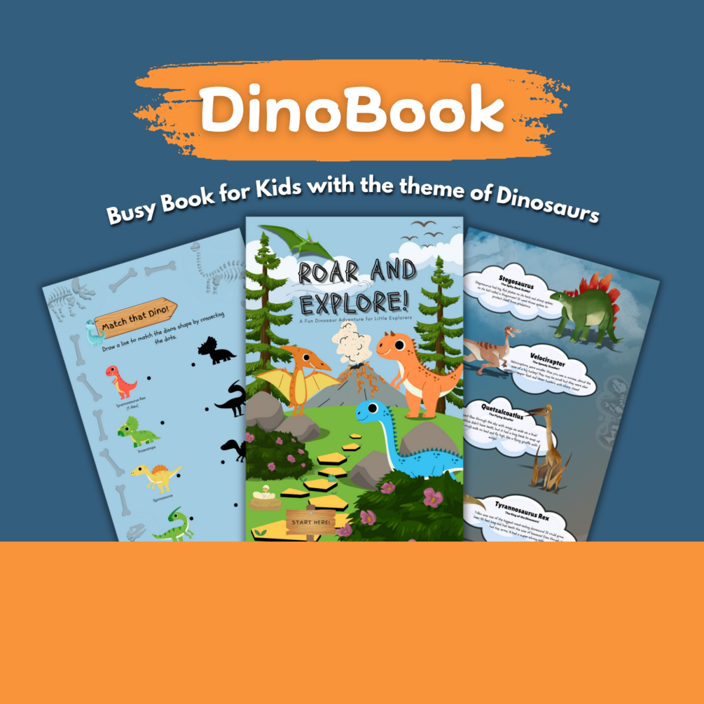 "DinoBook" a fun busy book for kids learning.