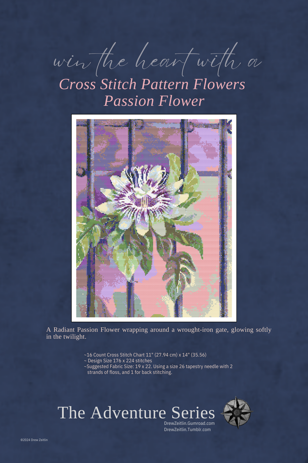 Cross Stitch Pattern Flowers Passion Flower