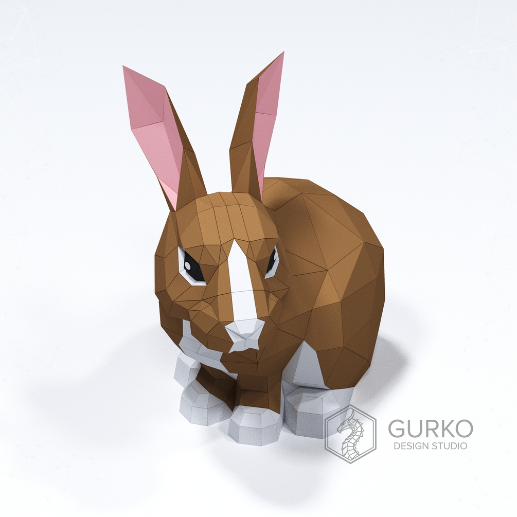 Rabbit Papercraft, Pdf, Gurko, Pepakura, Template, 3D Origami, Paper ...
