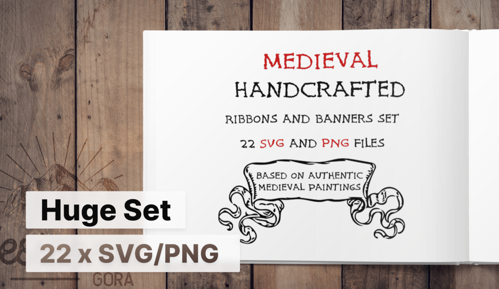 Set of 22 SVG Medieval Banners and Ribbons