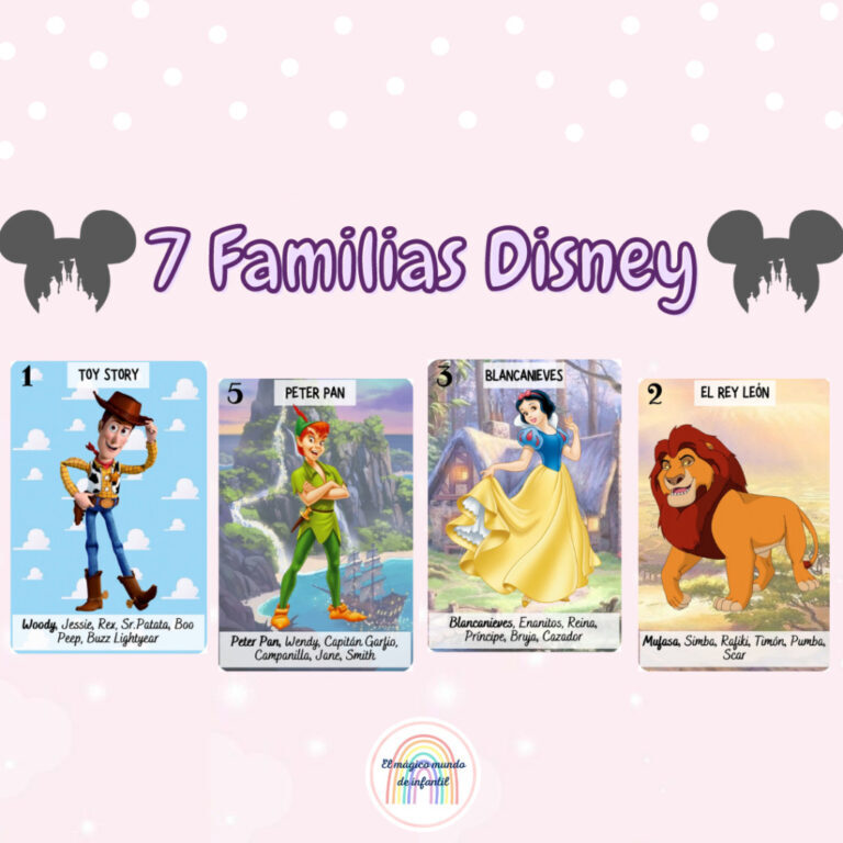 Juego de cartas de Las 7 Familias Disney