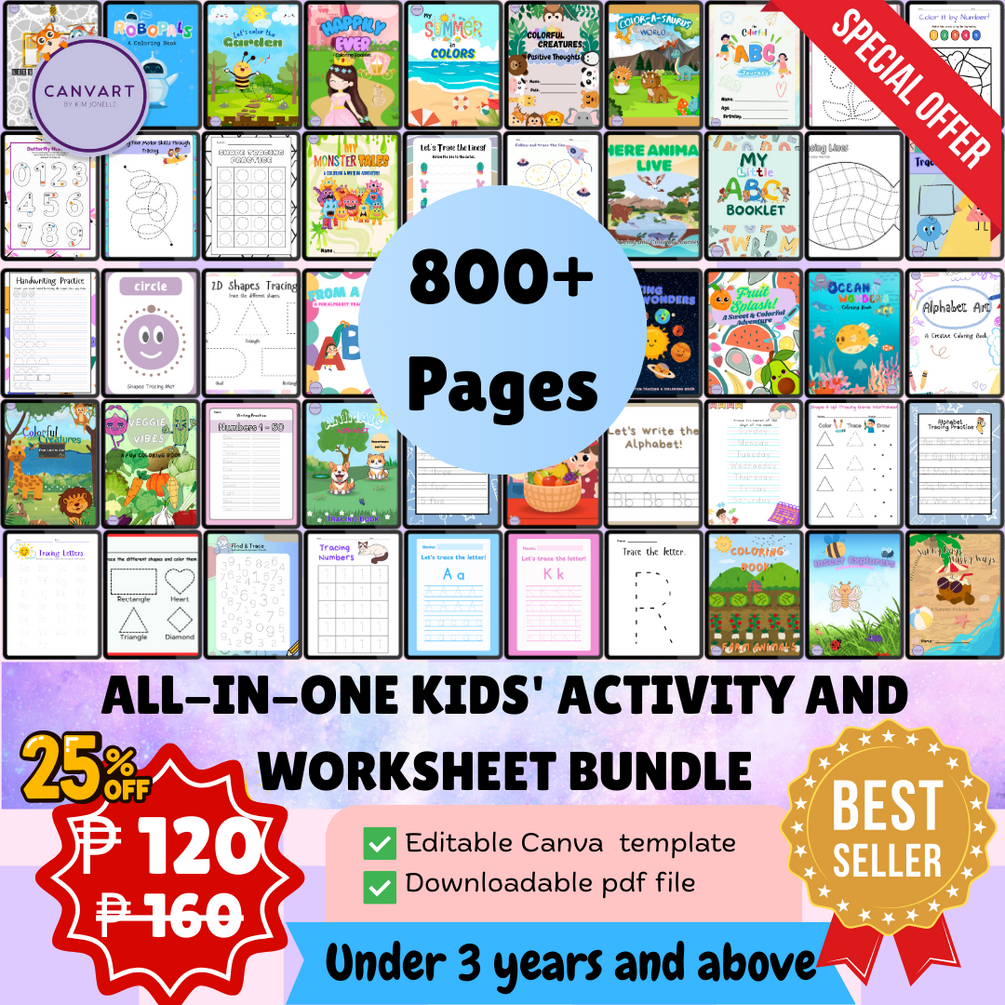All-in-One Kids’ Activity & Worksheet Bundle (800+ Pages!)