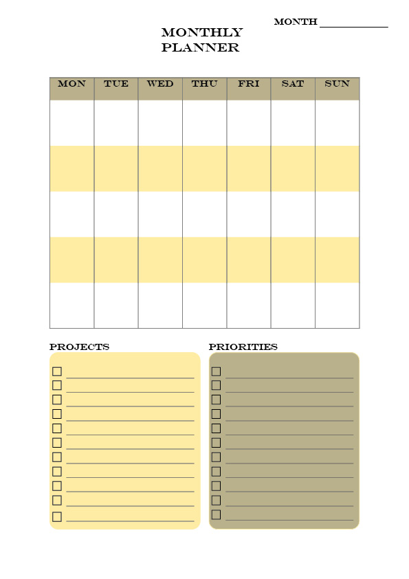 Yellow daily planner, yellow weekly planner, yellow monthly planner ...