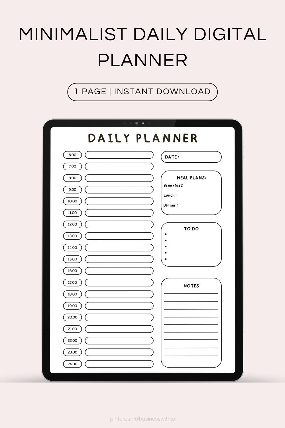 Minimalist daily digital planner