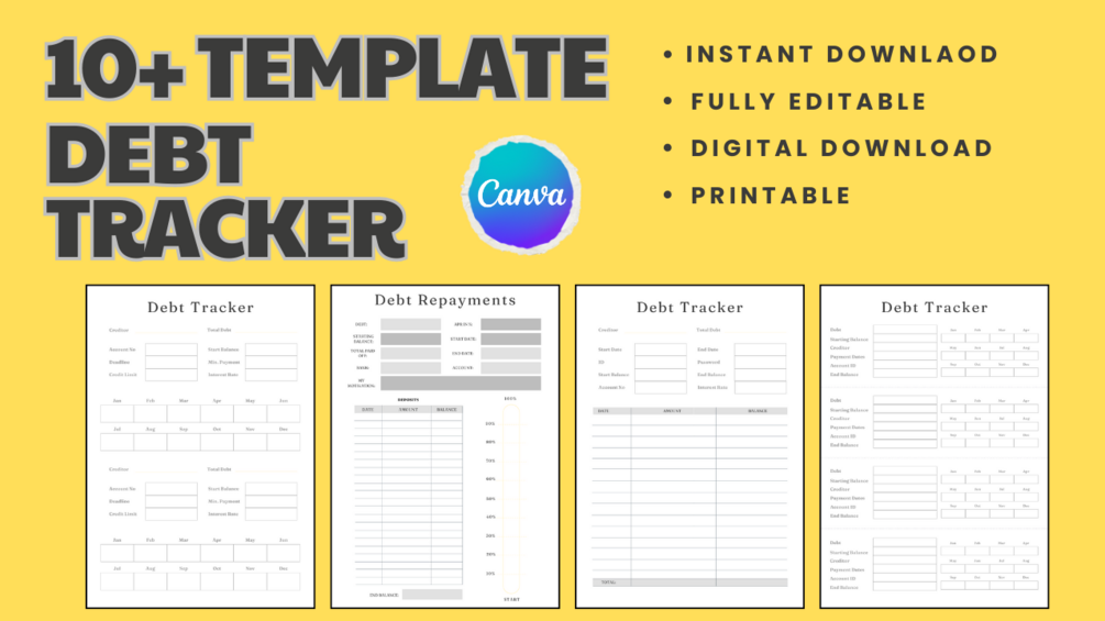 Debt Trackers Printable Canva Template