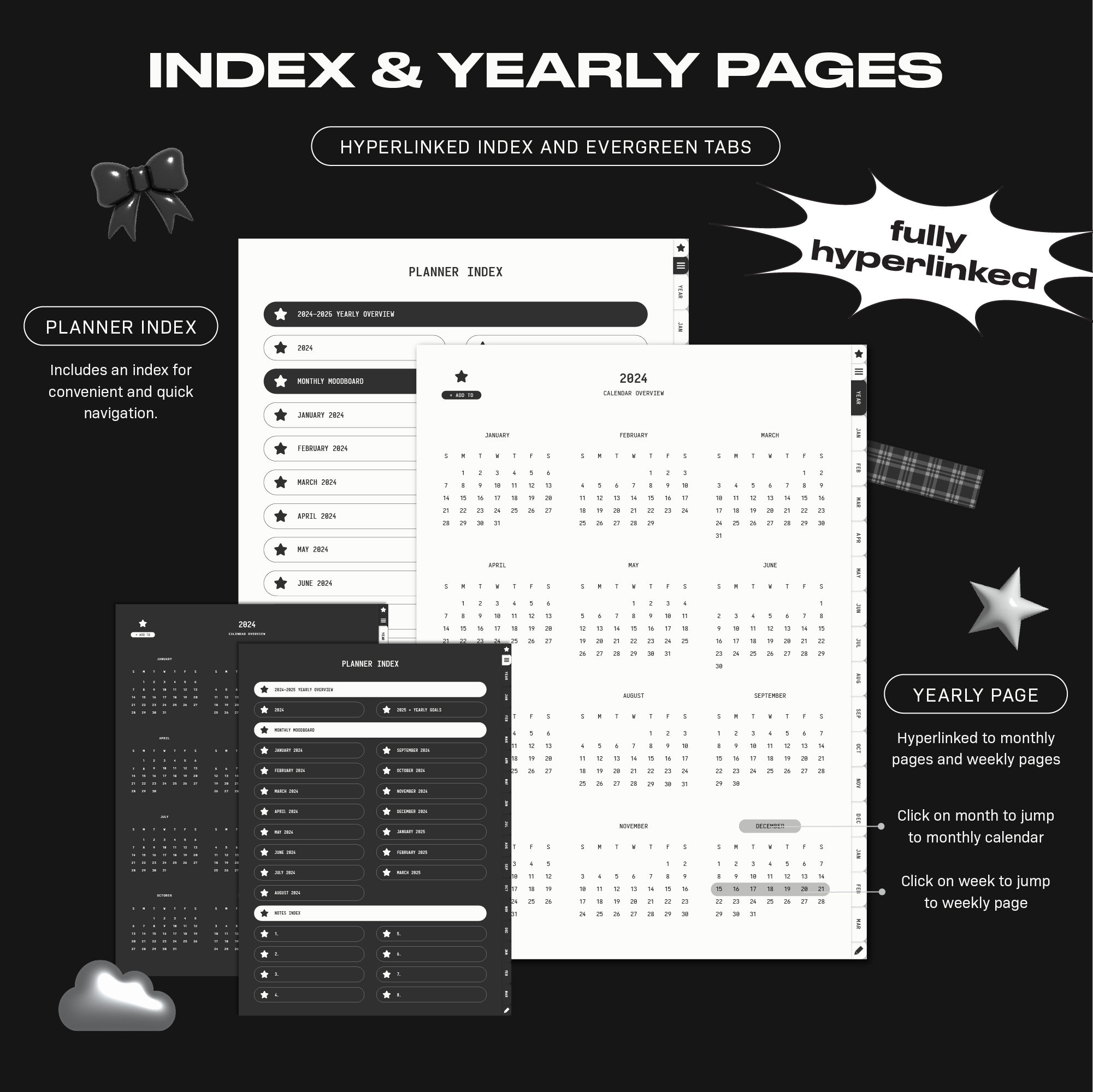 2024 Classic Chrome Digital Planner (Y2K Aesthetic, Goodnotes, Hyperlinked)