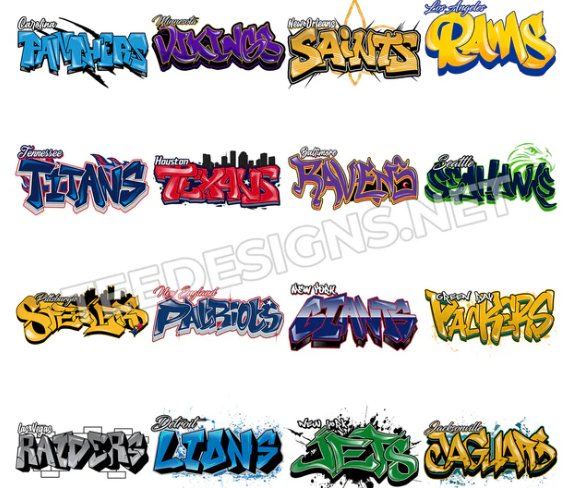 32 Graffiti Style NFL Designs PNG