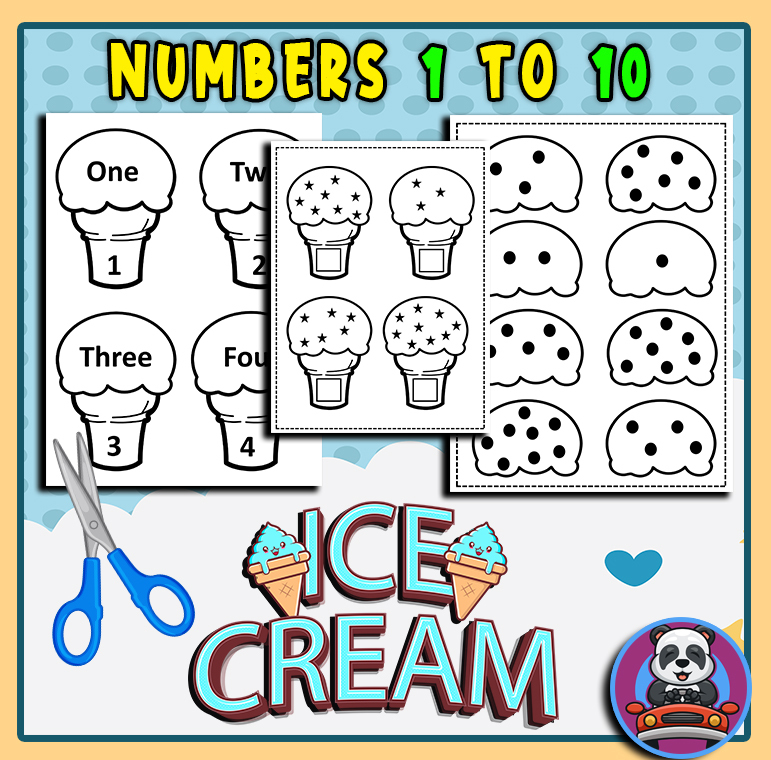 Ice Cream Math Center – Numbers 1 to 10 Counting Activity