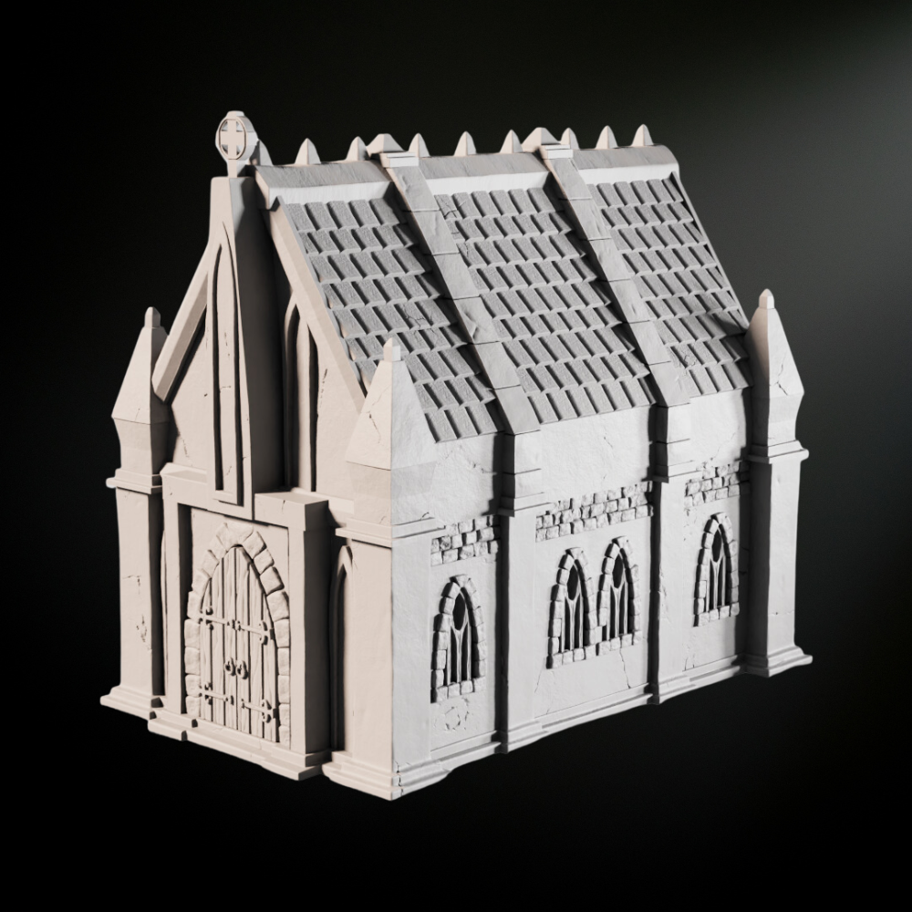 Chapel STL File - 3D Printable Medieval Church, Wargaming Terrain, Fantasy Scenery, 28mm Building