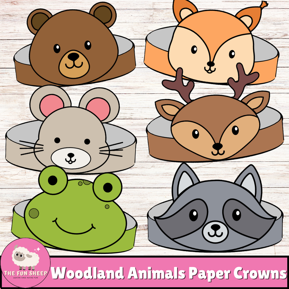 Woodland Animals Paper Crowns | Forest Animals Paper Hats Craft Activity