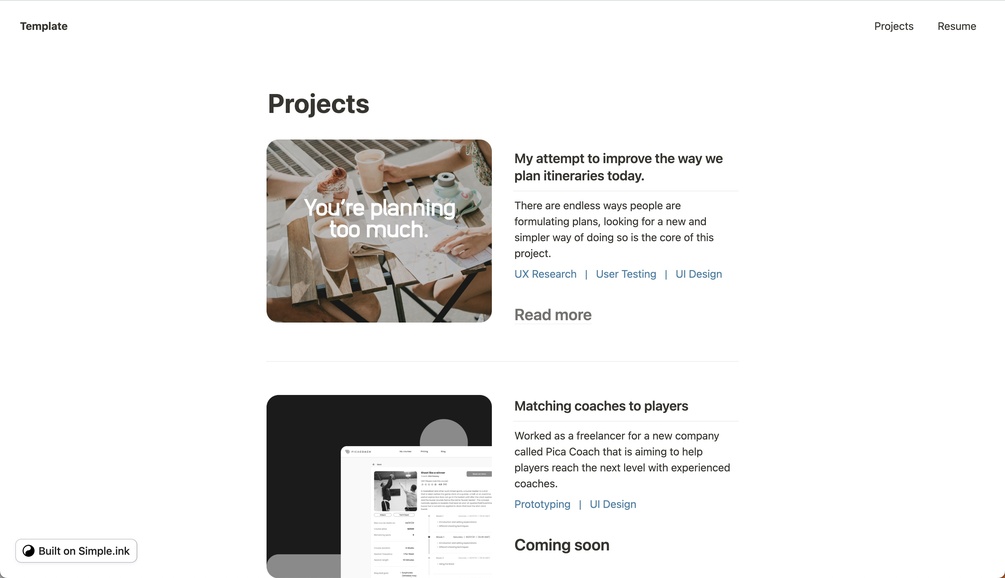 Notion Portfolio Template (Simple.ink)