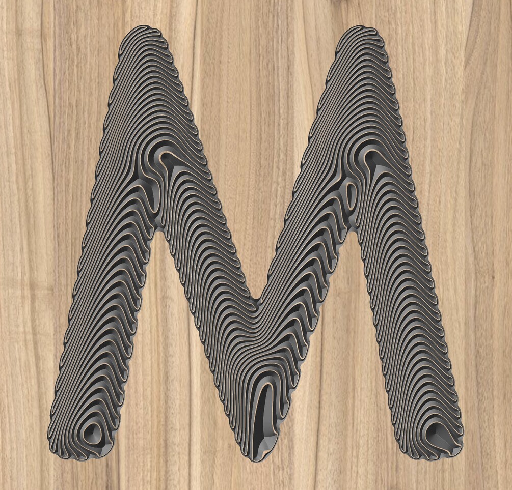 M-letter vector 3d floating wave effect