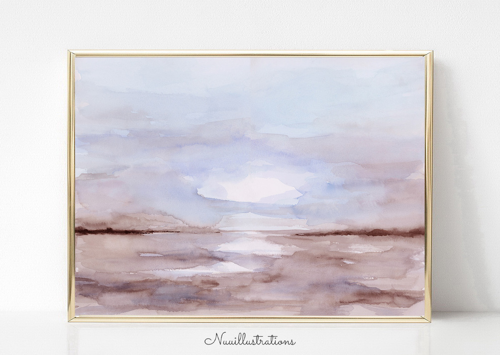 Beach Ocean Landscape Art Print Downloadable Printable Minimalist ...