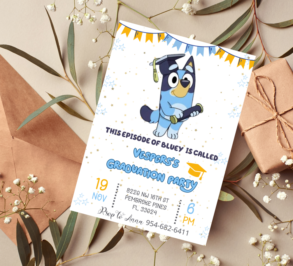Bluey Graduation Invitation | Kindergarten & School Celebration for Kids