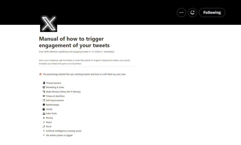 Manual of how to trigger engagement of your tweets + over 5400 templates
